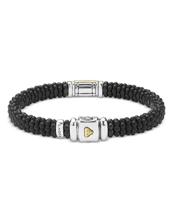 Lagos Two-tone Ceramic And Diamond Bracelet