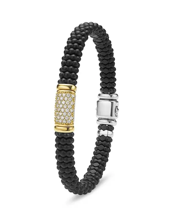 Lagos Two-tone Ceramic And Diamond Bracelet