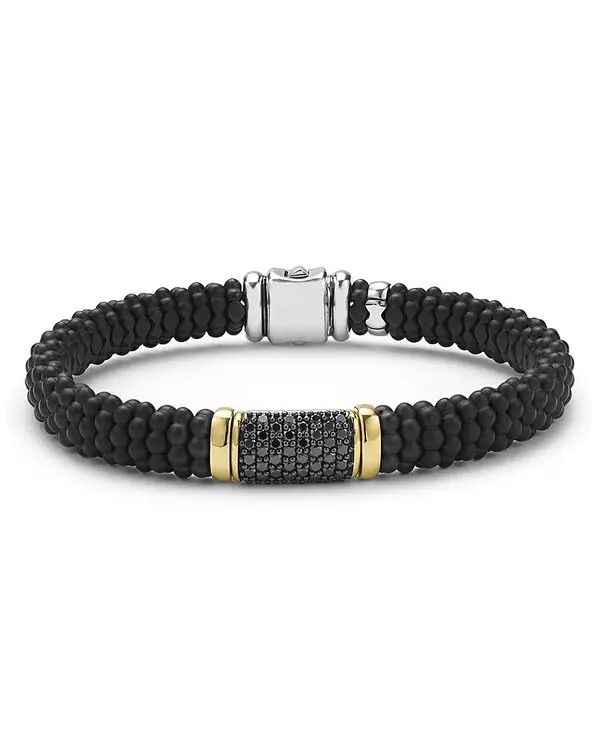 Lagos Two-tone Ceramic And Diamond Bracelet, 9mm - Black