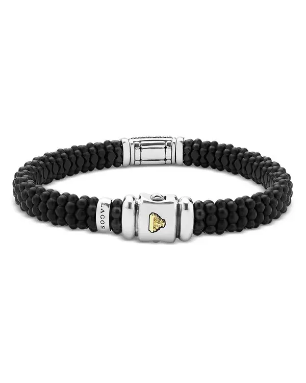 Lagos Two-tone Ceramic And Diamond Bracelet, 9mm