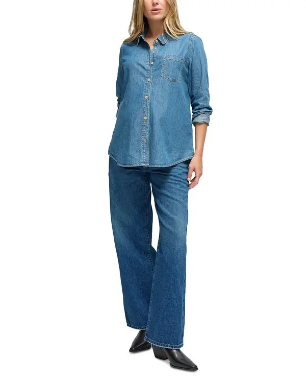 INGRID & ISABEL Button Down Denim Maternity Shirt