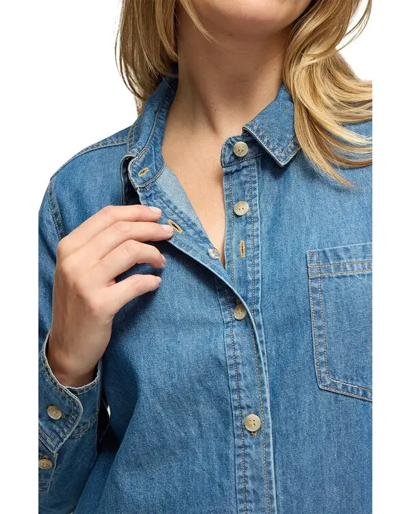 INGRID & ISABEL Button Down Denim Maternity Shirt