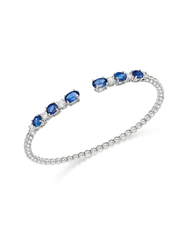 Bloomingdale'S 14k Blue Sapphire And Diamond Bangle - White Gold