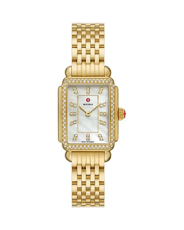 Michele Deco Courbe 18k Gold-plated Diamond Watch, 26mm X 32mm - Gold/gold