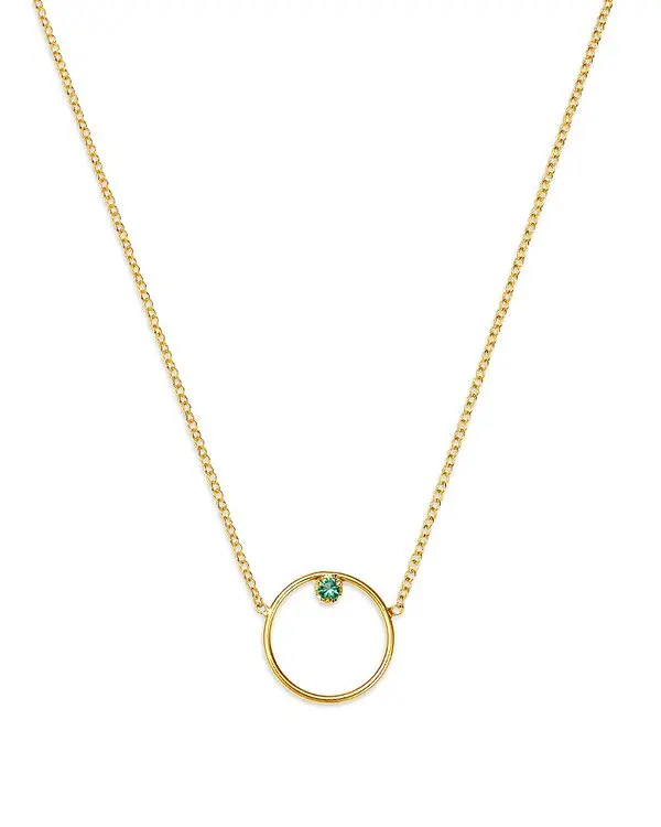 Zoe Chicco 14k Yellow Emerald Circle Pendant Necklace - Gold