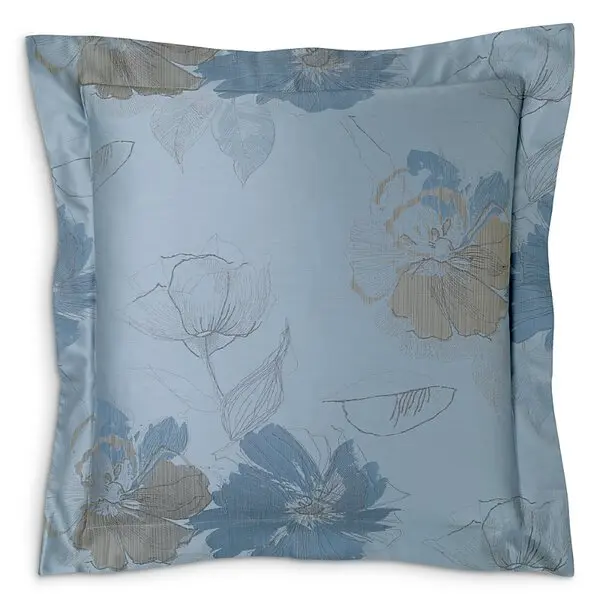 Frette Flower Jacquard Euro Sham Exclusive - Azure/beige