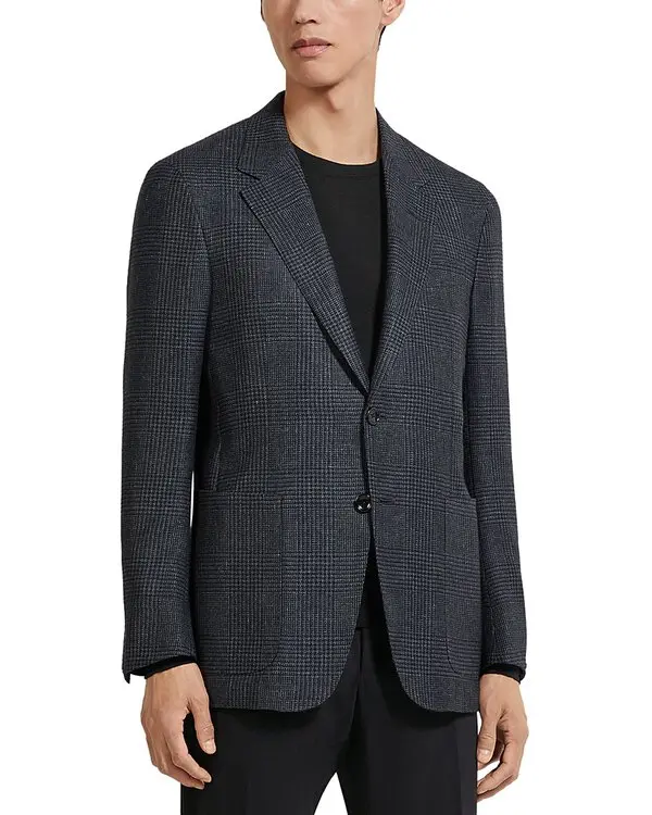 Zegna Silk And Cashmere Houndstooth Jacket - Grey/ Black