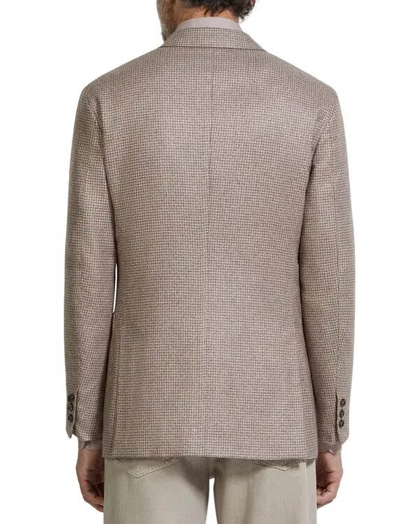 Zegna Silk And Cashmere Houndstooth Jacket - Light Beige/light Taupe