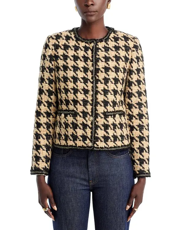 Elie Tahari Juno Tweed Jacket - Houndstooth