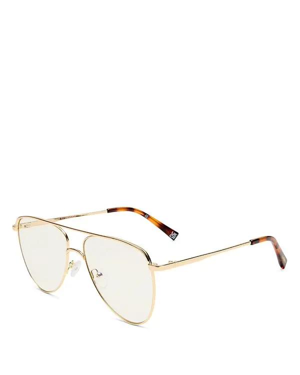 Le Specs The Duke Rectangular Blue Light Glasses - Gold