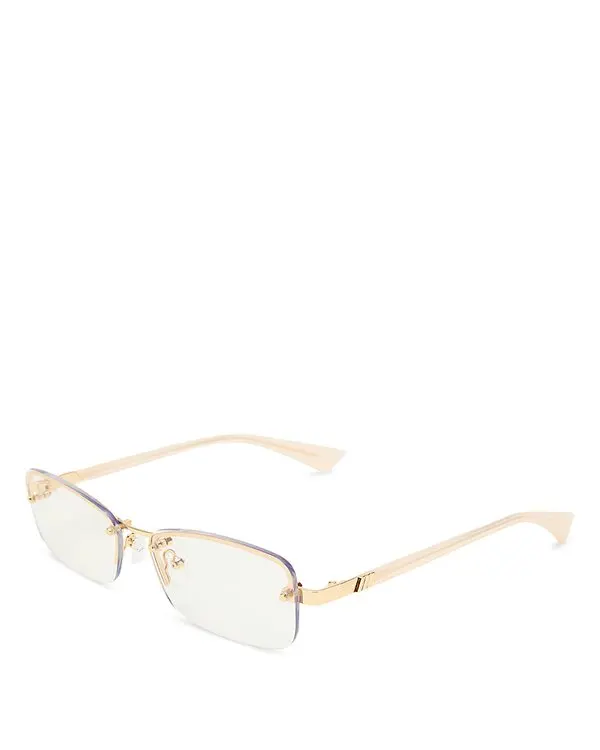 Le Specs Enigmatic Rectangle Blue Light Glasses By - Gold