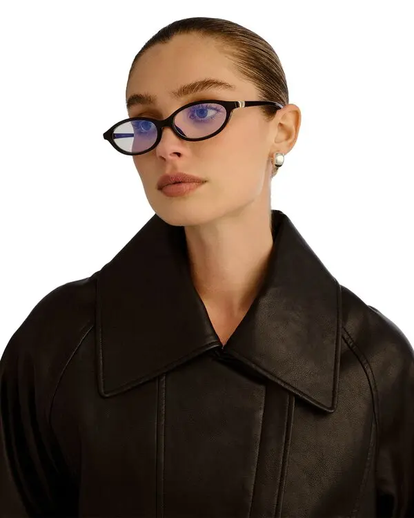 Le Specs Duskfall Oval Blue Light Glasses - Black