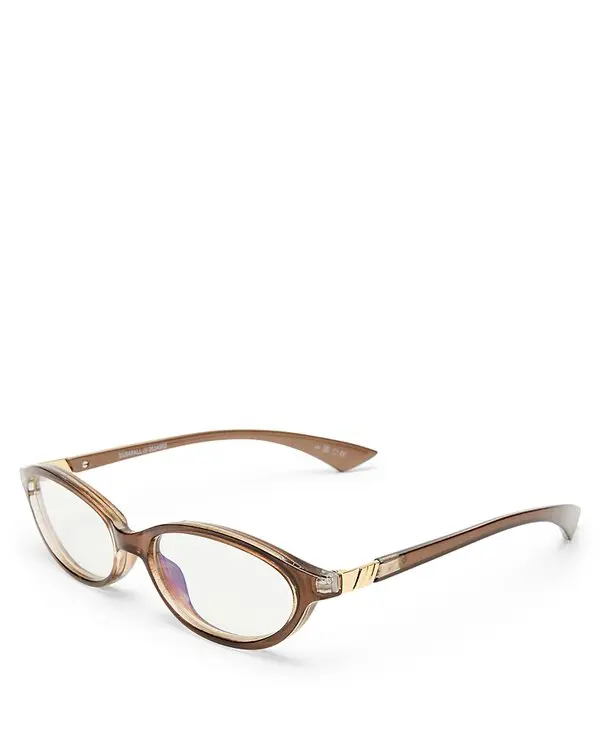 Le Specs Duskfall Oval Blue Light Glasses By - Dark Cocoa