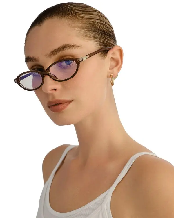 Le Specs Duskfall Oval Blue Light Glasses By - Dark Cocoa