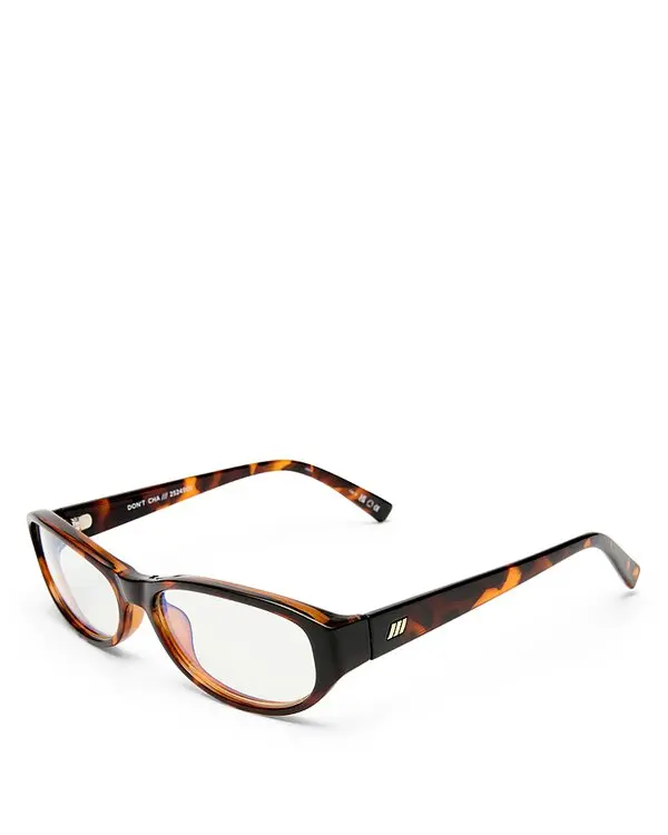 Le Specs Don't Cha Rectangular Blue Light Glasses, 56mm - Tortoise
