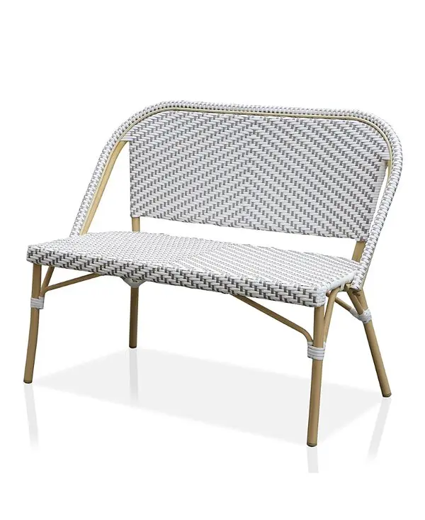 FURNITURE OF AMERICA Doria 2-seater Outdoor Loveseat With Diagonal Wicker Design - Gray