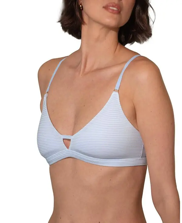 Pepper Supima Cotton Wirefree Bra - Powder Blue Stripe