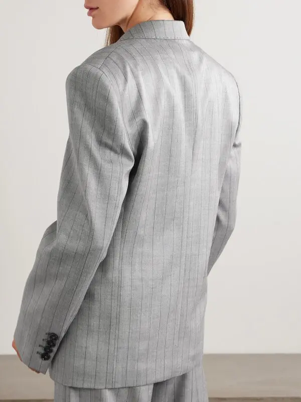 Stella McCartney Double-breasted Pinstriped Wool-blend Twill Blazer