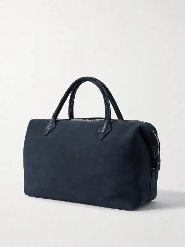 METIER Vérité City Braided Leather-trimmed Nubuck Tote - Blue