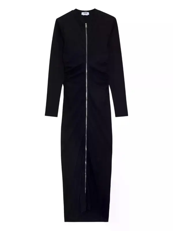 MSGM Zip-front Gathered Maxi Dress