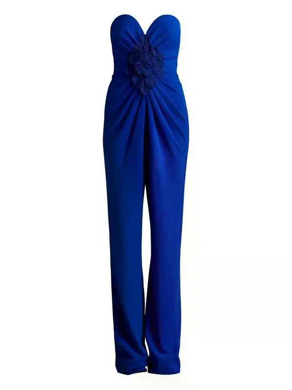 Tadashi Shoji Strapless Flower-embellished Jumpsuit - Blue