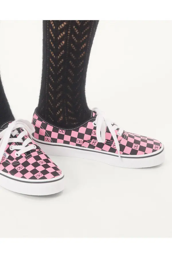 Valentino Garavani And Vans Vlogo Checkerboard Print Low-top Sneakers - Pink