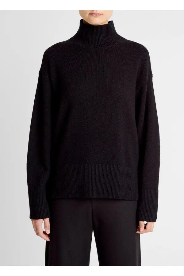 Vince Wool-cashmere Side-slit Turtleneck Sweater