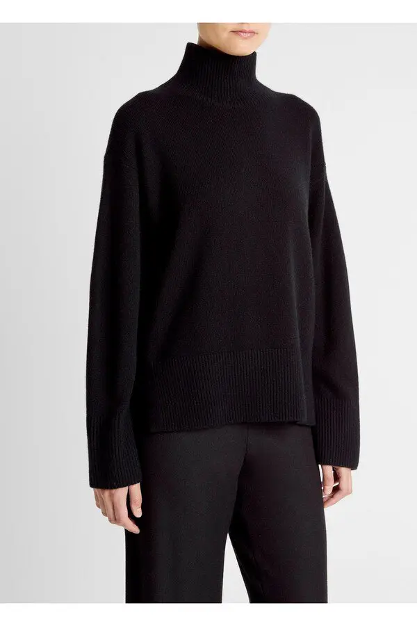 Vince Wool-cashmere Side-slit Turtleneck Sweater