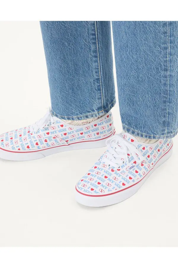 Valentino Garavani And Vans Love Print Low-top Sneakers - White