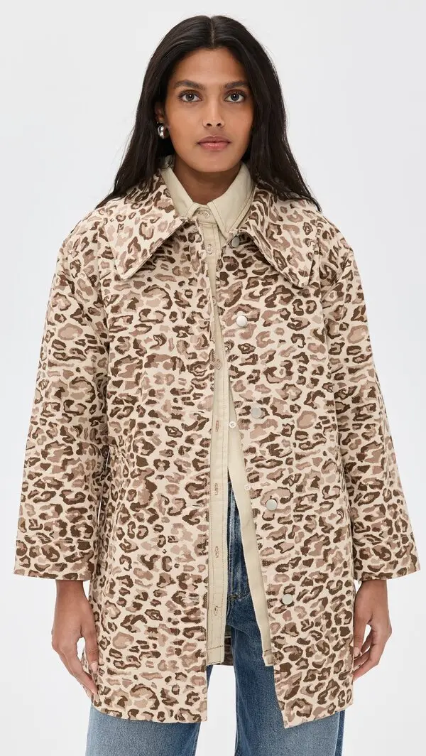 THE TINY BIG SISTER Animal Print Twill Jacket