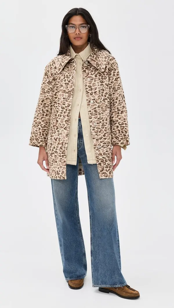 THE TINY BIG SISTER Animal Print Twill Jacket
