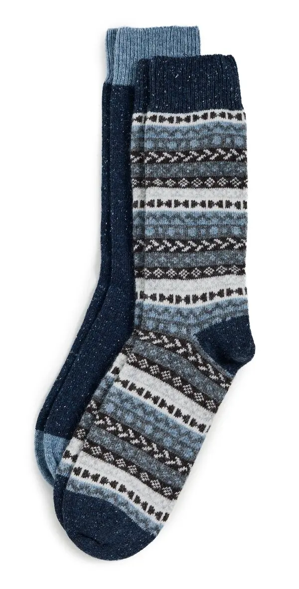 Barbour Fair Isle Socks 2 Pack - Midnight Oak Mix