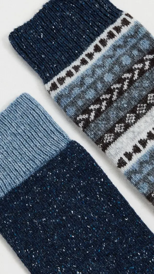 Barbour Fair Isle Socks 2 Pack - Midnight Oak Mix