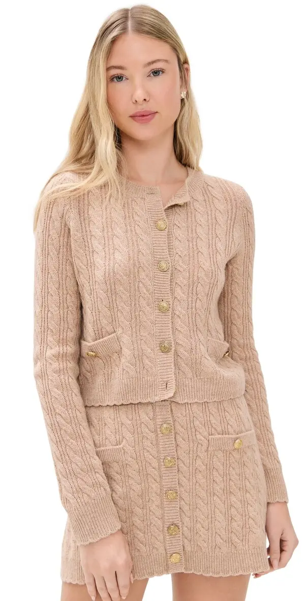 LoveShackFancy Eugenie Cardigan - Camel Melange