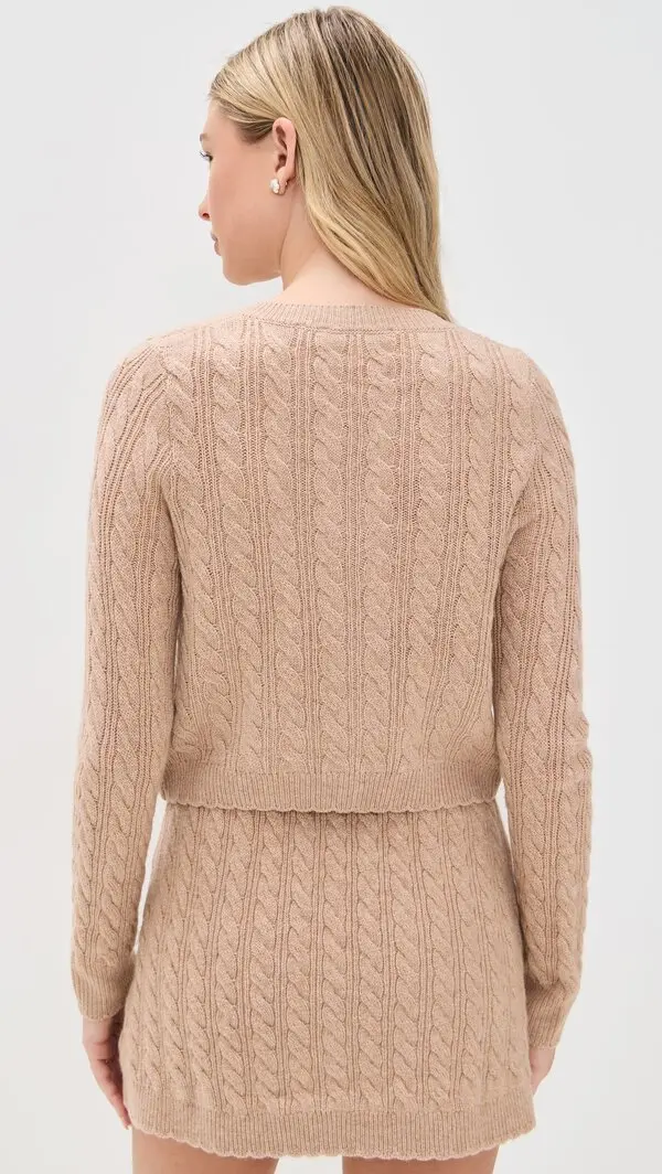 LoveShackFancy Eugenie Cardigan - Camel Melange