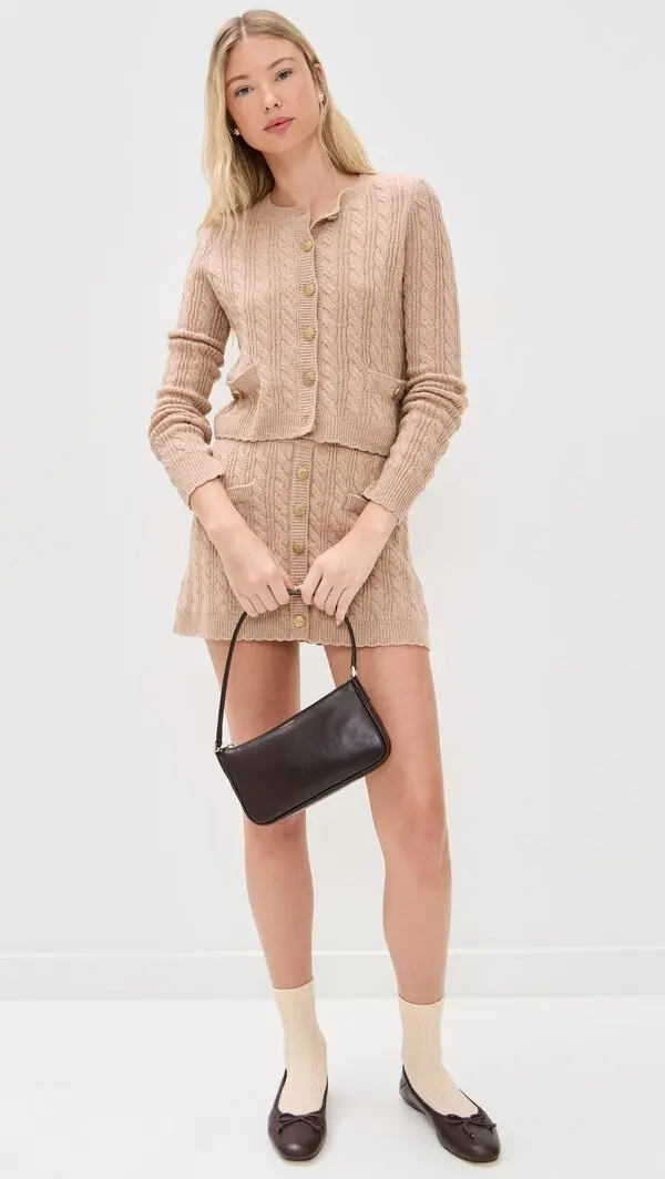 LoveShackFancy Eugenie Cardigan - Camel Melange