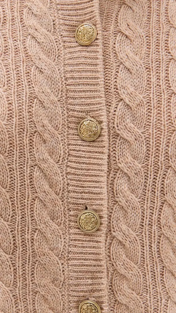LoveShackFancy Eugenie Cardigan - Camel Melange