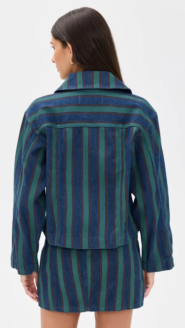 THE TINY BIG SISTER Boxy Striped Denim Jacket