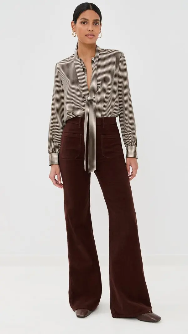 NILI LOTAN Florence Velveteen Pants - Cabernet