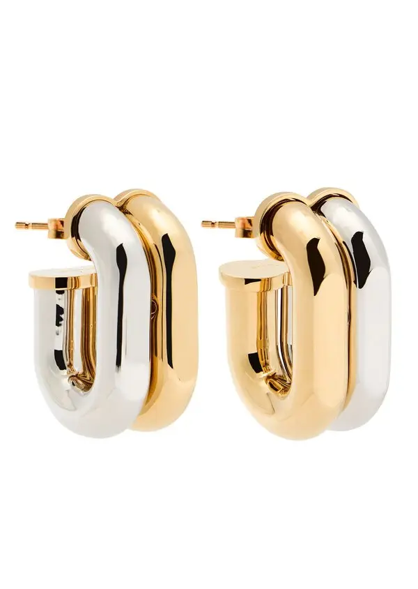 Rabanne Xl Link Two-tone Hoop Earrings - Gold