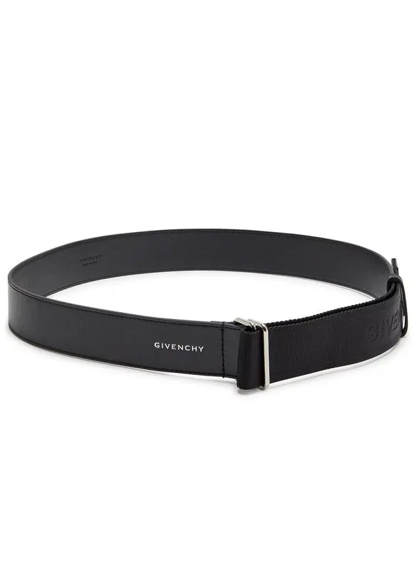 Givenchy Logo-jacquard Canvas And Leather Belt - Black