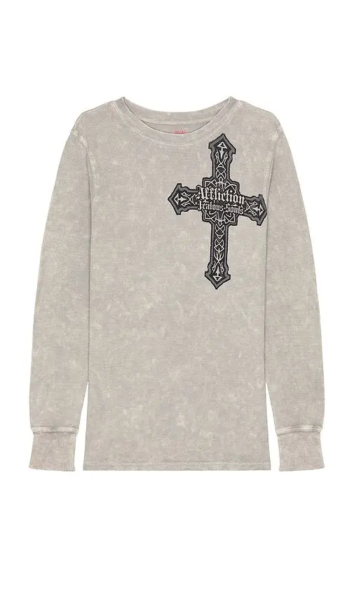 AFFLICTION Seeker Long Sleeve Thermal Tee In Grey