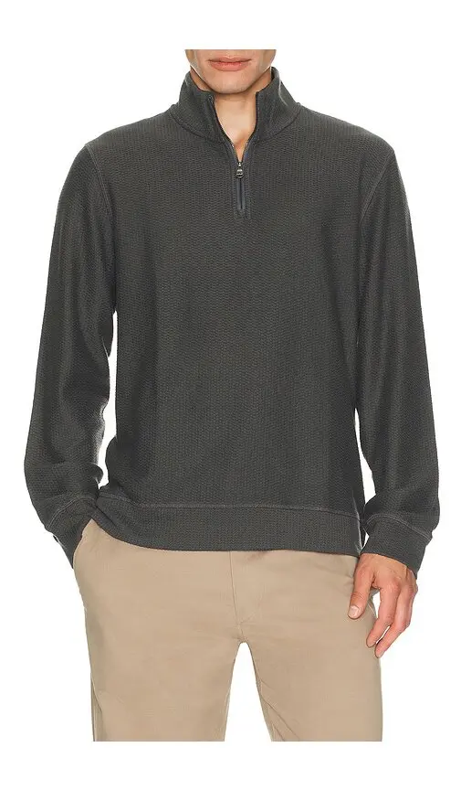 Faherty Brand Textured Knit Quarter Zip Sweater