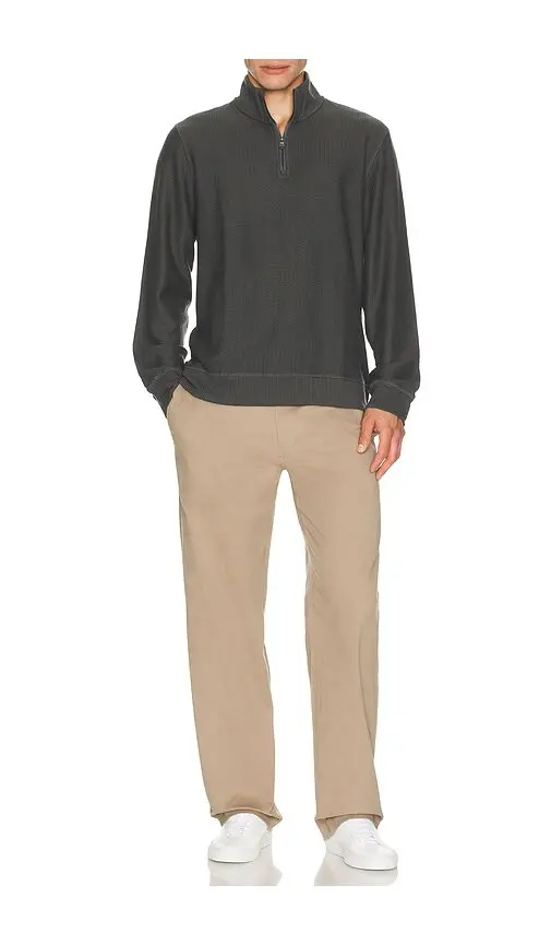 Faherty Brand Textured Knit Quarter Zip Sweater