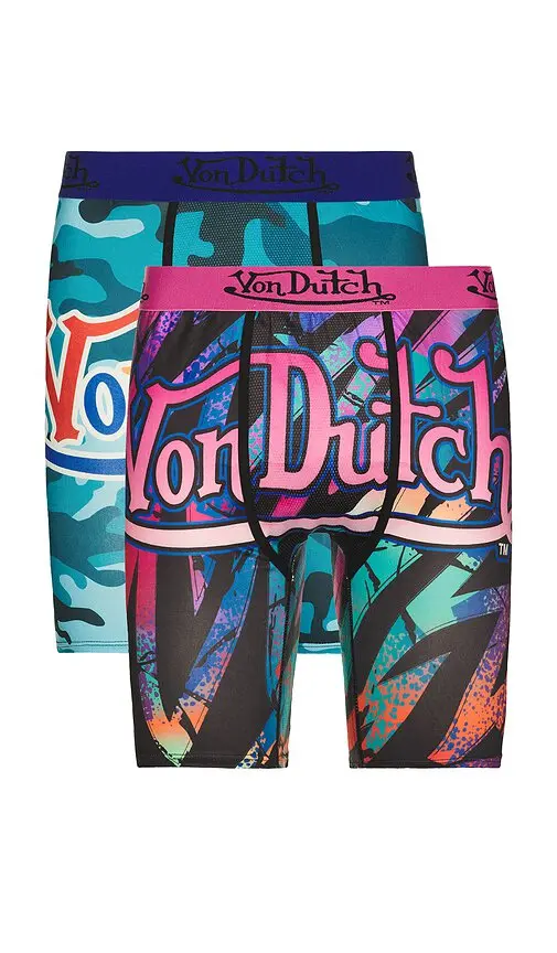 VON DUTCH Wild 2 Pack Boxer Brief In Pink - Multi