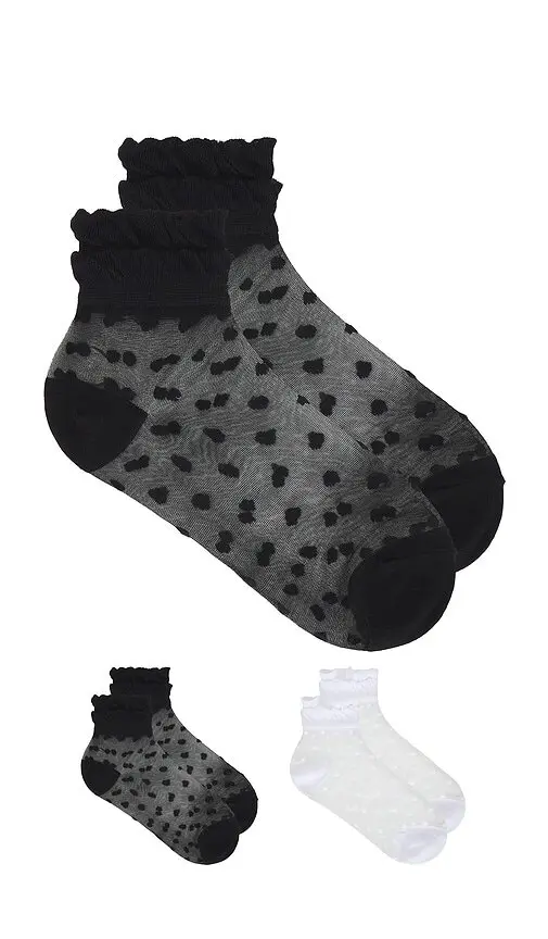 STEMS Pippa Ruffle Dot Socks Pack Of 2 - Ivory & Black