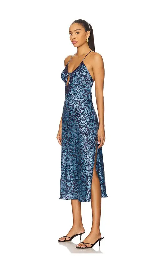 Free People Midi Slip Dress With Lace Trim In Navy Combo - 35% Off |  Editorialist