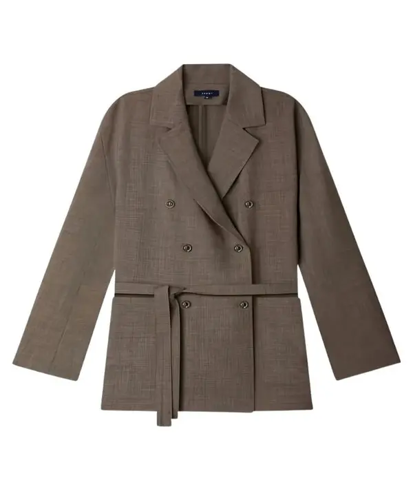 Soeur Belted Double-breasted Wool Blazer