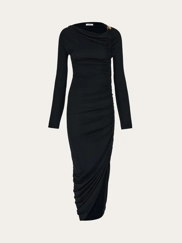 black boat neck cocktail dress Timeless Elegance Boat Neck Crepe Skater Dress main image 0