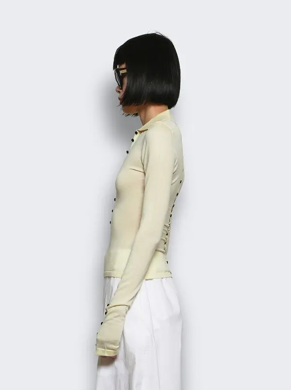 Jacquemus Merino Long Sleeve Polo Shirt - Yellow